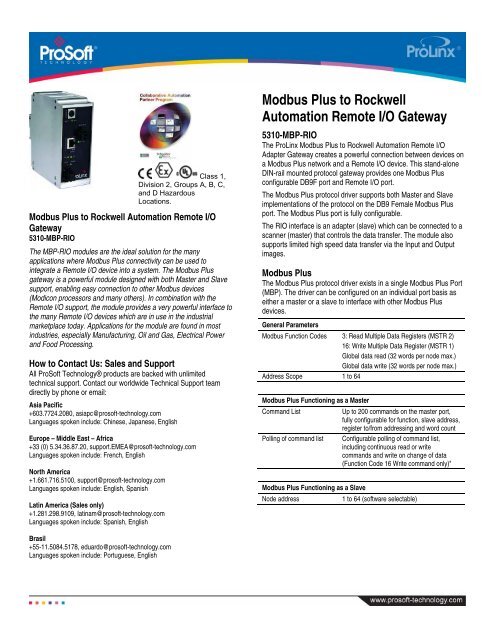 Modbus Plus to Rockwell Automation Remote I/O Gateway