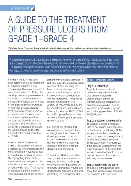 a guide to the treatment of pressure ulcers from grade ... - Wounds UK