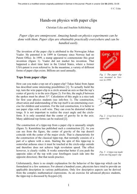 Hands-on physics with paper clips