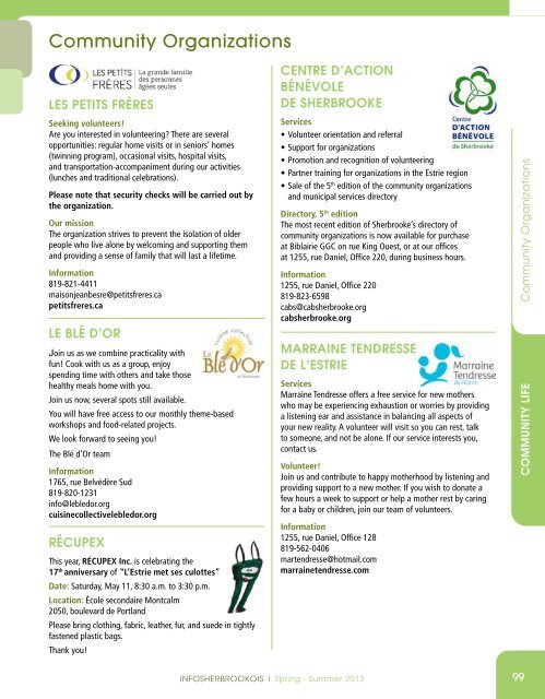 Community Organizations - Ville de Sherbrooke