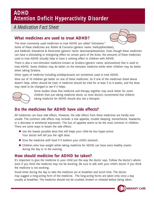 ADHD Attention Deficit Hyperactivity Disorder A Medication Fact ...