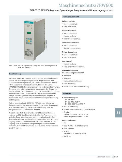 7RW600 SIPROTEC Katalog SIP-E6 de