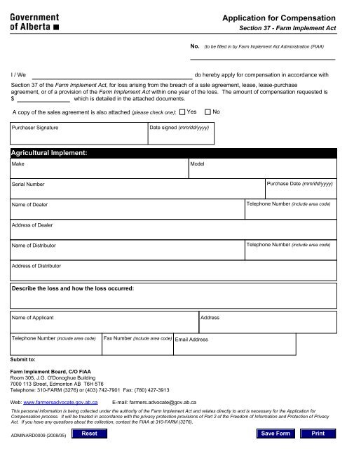 Application for Compensation