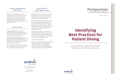 Identifying Best Practices for Patient Dining - Sodexo Health Care