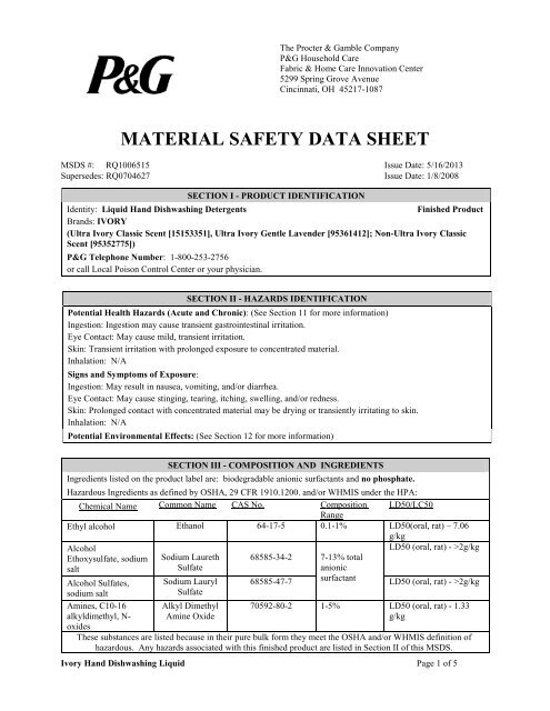 MSDS-English - P&G Product Safety