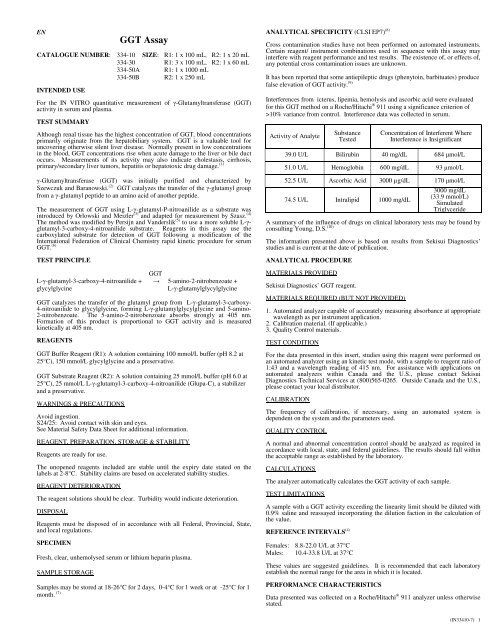 GGT Assay - Sekisui Diagnostics
