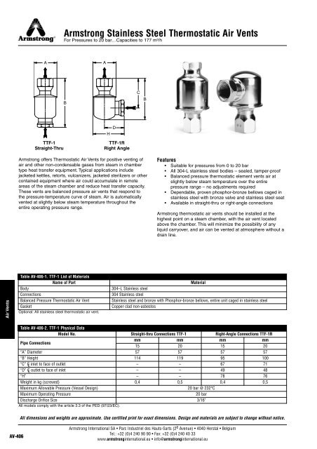 Armstrong Stainless Steel Thermostatic Air Vents