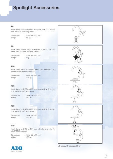 Spotlight Accessories - ADB Lighting Technologies