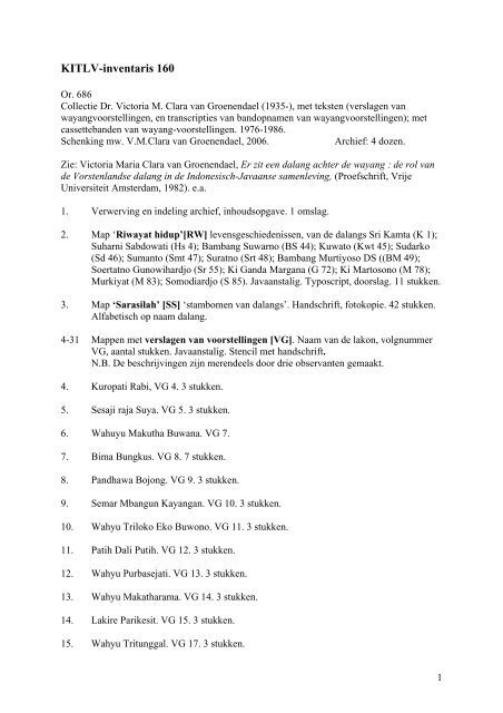 KITLV-inventaris 160