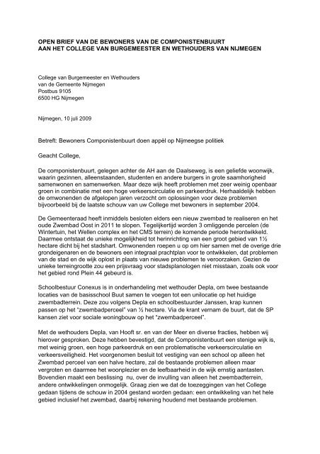 Open Brief aan College B & W