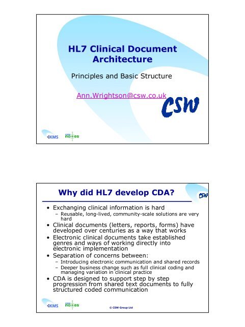HL7 Clinical Document Architecture - Information Services Division