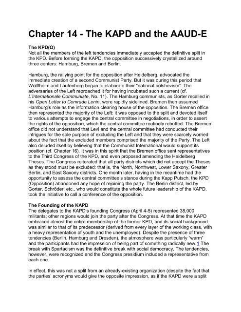 Chapter 14 - The KAPD and the AAUD-E - Libcom