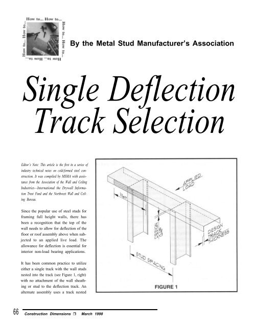 Single Deflection Track Selection - AWCI