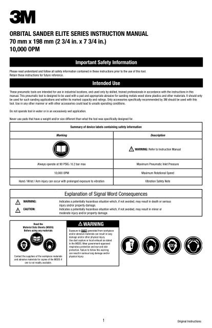 ORBITAL SANDER ELITE SERIES INSTRUCTION MANUAL 70 ... - 3M
