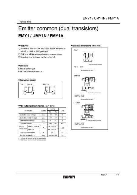 EMY1,UMY1N,FMY1A : Transistors - Rohm