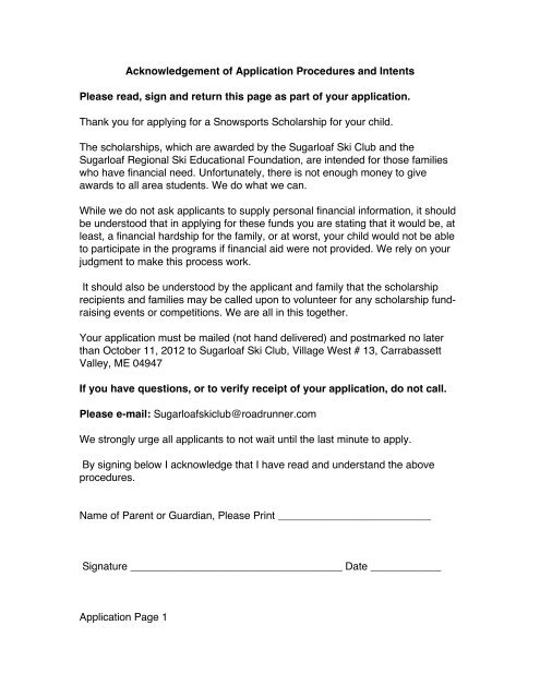 Acknowledgement of Application Procedures and Intents Please ...