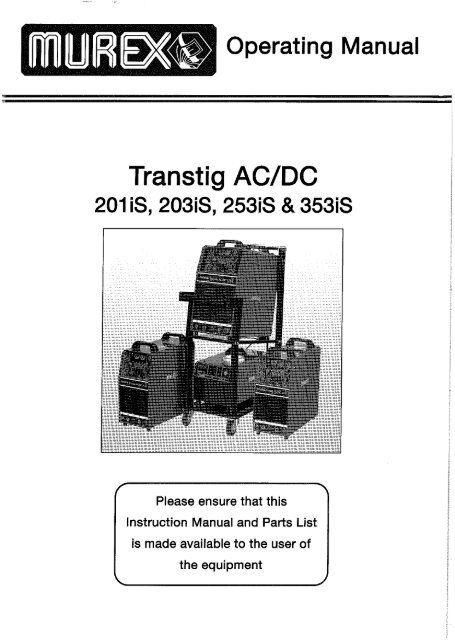 Transtig AC/DC 201iS / 203iS / 253iS / 353iS - Murex