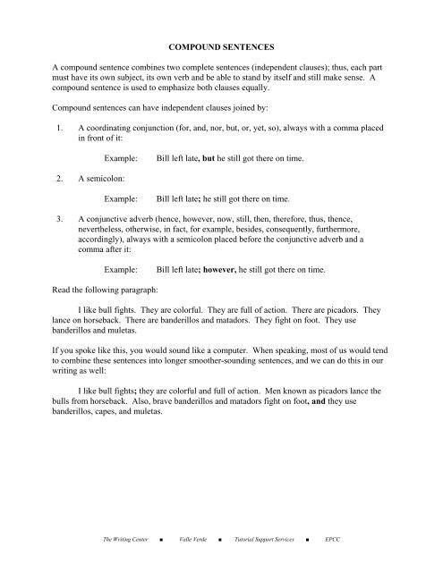 COMPOUND SENTENCES , but