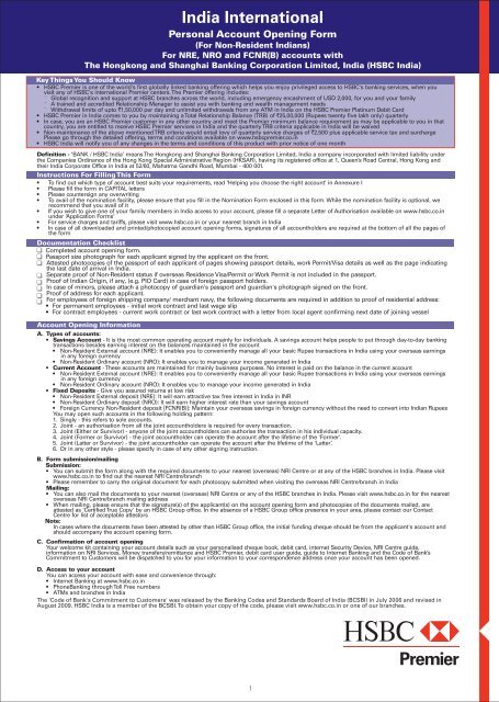 Hsbc Account Opening Fillable Form - Printable Forms Free Online