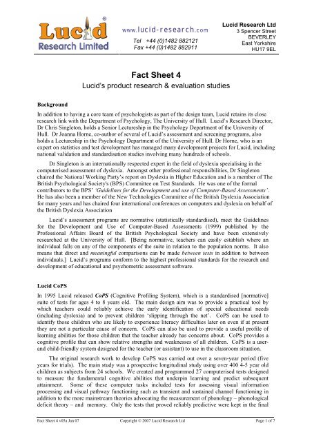 Fact Sheet 4 - Lucid Research