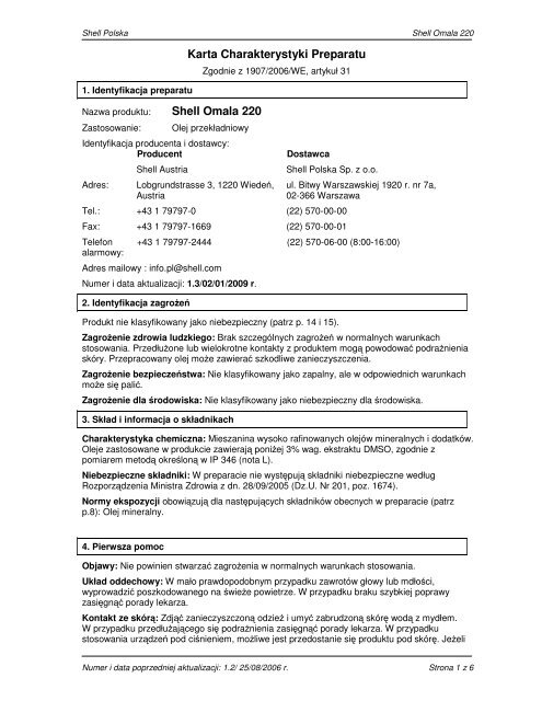 Shell Omala S2 G 460: Safety Data Sheet PDF Personal, 42% OFF