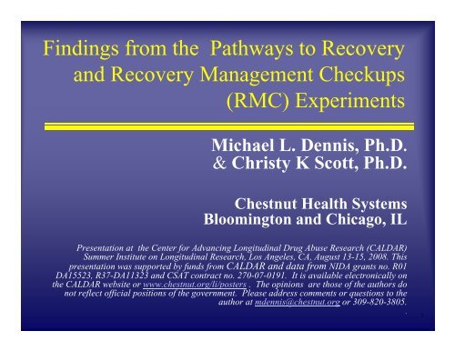 In Recovery - Chestnut Health Systems