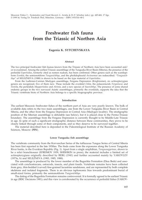 Freshwater fish fauna from the Triassic of Northen Asia - Verlag Dr ...