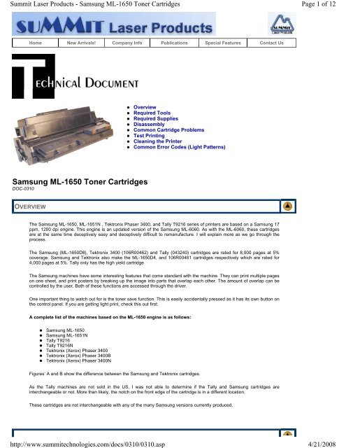 Samsung ML-1650 Toner Cartridges - Uninet Imaging
