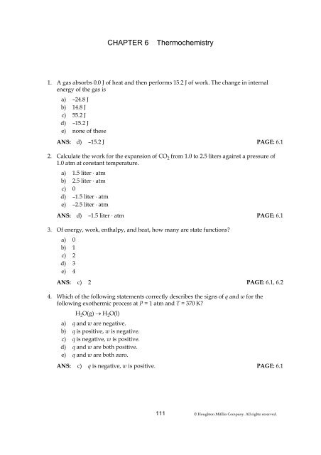 CHAPTER 6 Thermochemistry