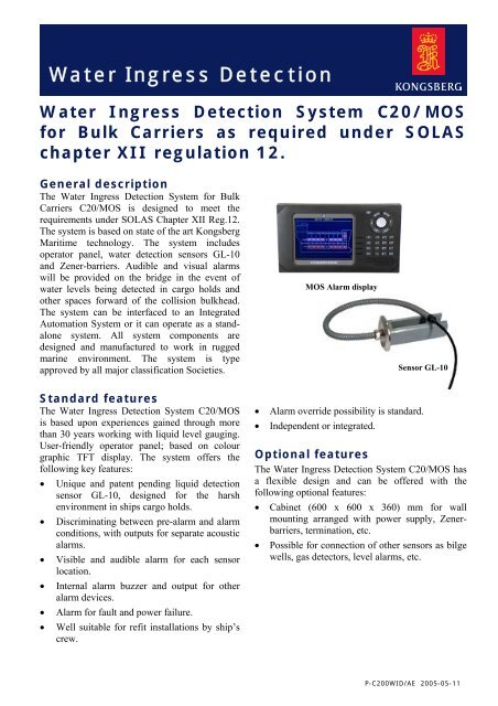 Water Ingress Detection System - Kongsberg Maritime