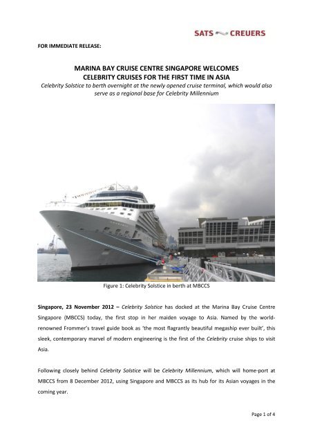 Marina Bay Cruise Centre Singapore welcomes Celebrity Cruises
