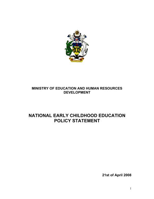 national early childhood education policy statement - paddle - The ...