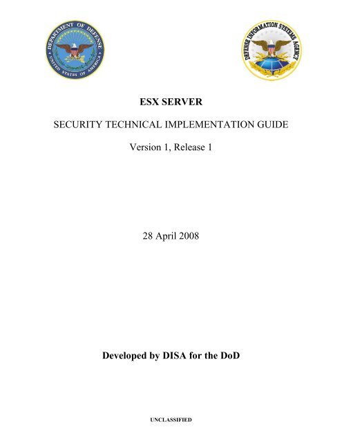 ESX SERVER SECURITY TECHNICAL IMPLEMENTATION GUIDE Version 1 ...