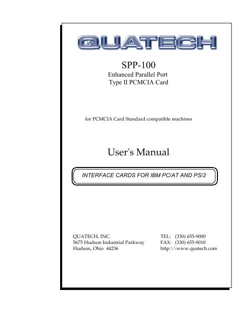 SPP-100 User's Manual - Quatech