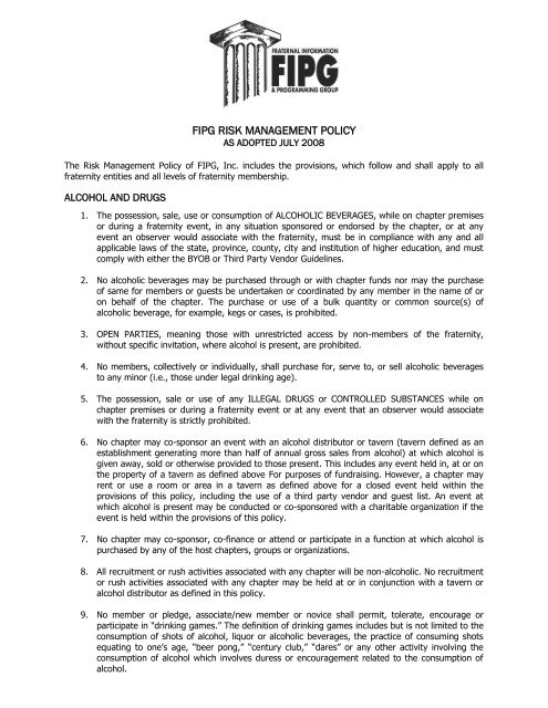 FIPG Risk Management Policy