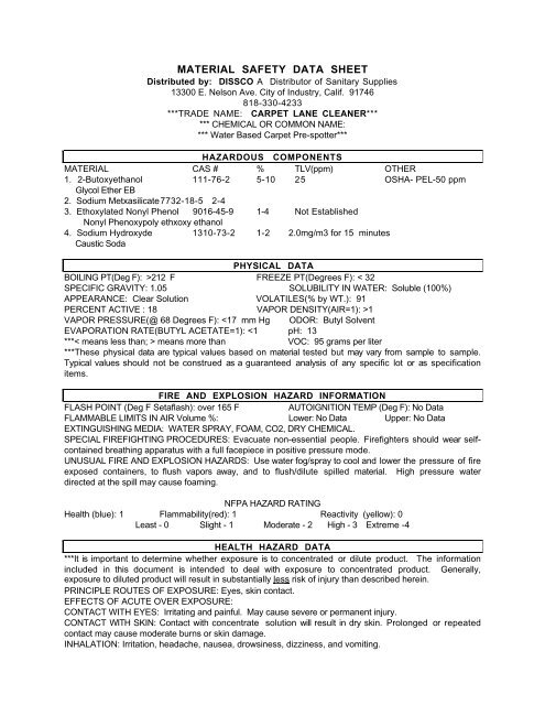 MATERIAL SAFETY DATA SHEET - Maintex