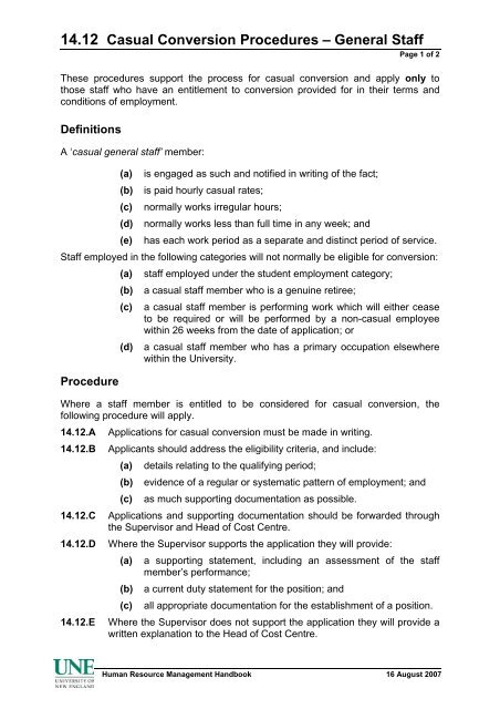 14.12 Casual Conversion Procedures - General Staff