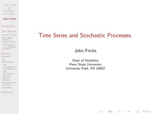 Time Series And Stochastic Processes Penn State University