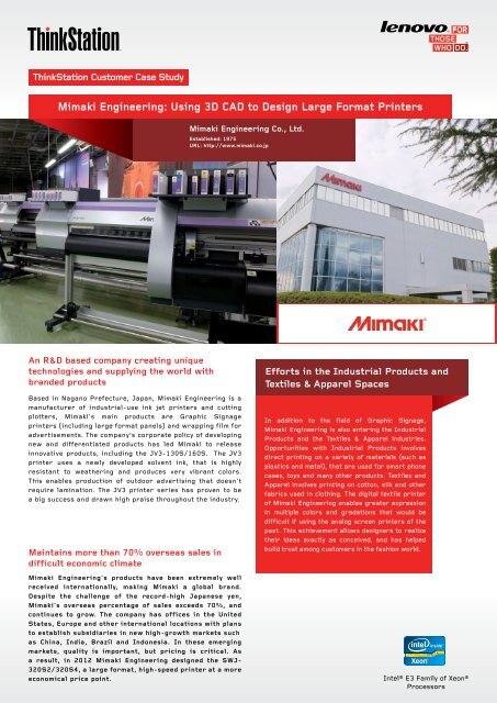 Mimaki - Lenovo Partner Network