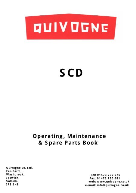 SCD Operating, Maintenance & Spare Parts Book - Quivogne UK