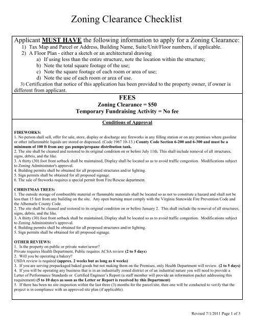 Zoning Clearance - Albemarle County