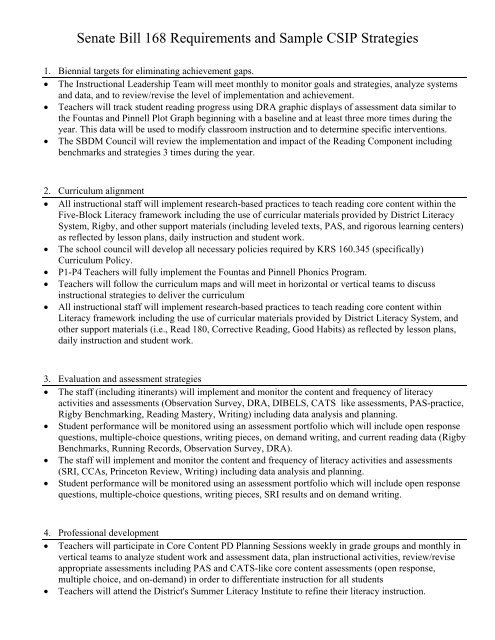 CSIP Sample Strategies for SB168 Requirements