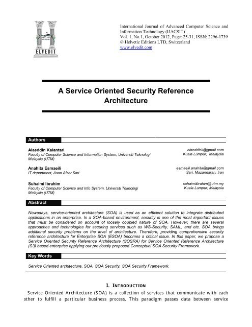 A Service Oriented Security Reference Architecture