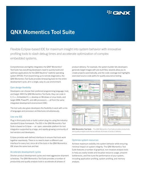 QNX Momentics Tool Suite - QNX Software Systems