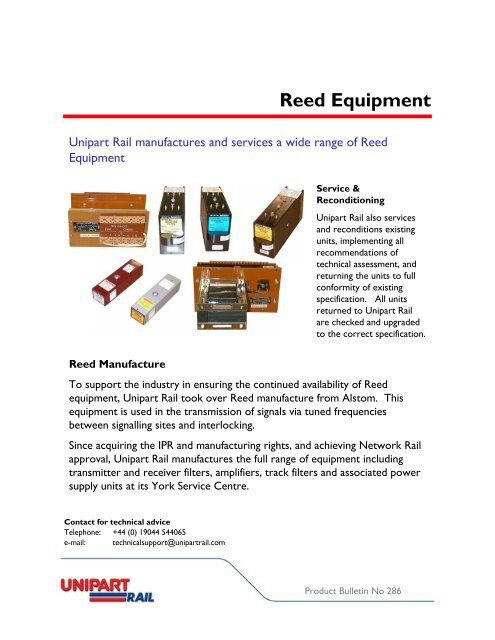 Reed Equipment - Unipart Rail