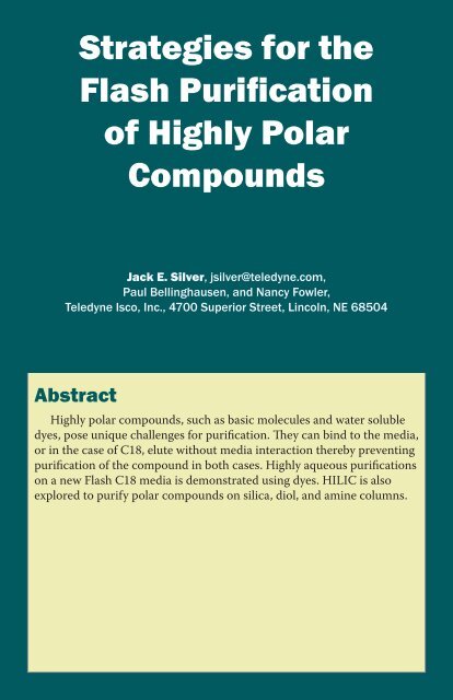 Strategies for the Flash Purification of Highly Polar Compounds - Isco