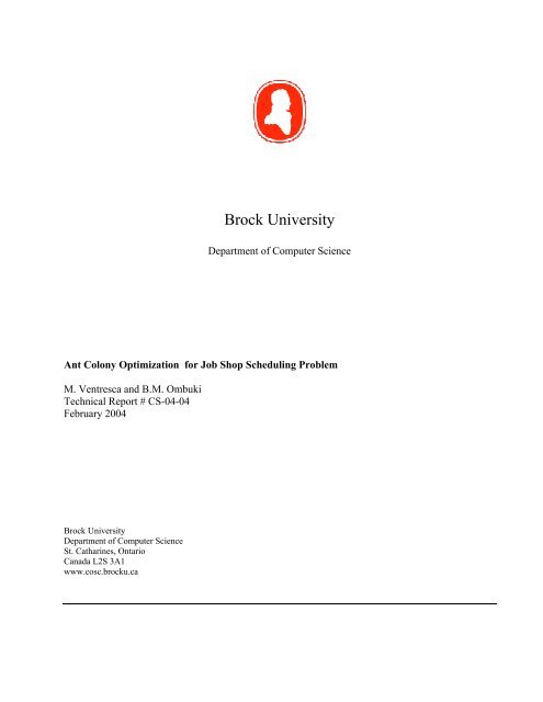 Ant Colony Optimization For Job Shop Scheduling Problem