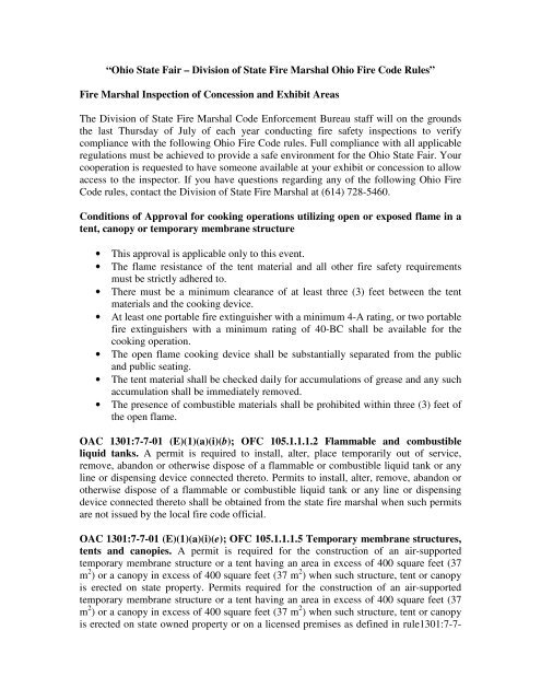 Ohio Fire Code Information - Ohio State Fair