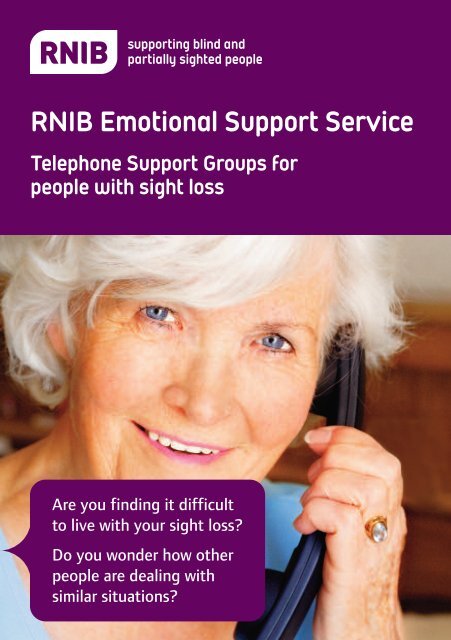 Emotional Support Service telephone support groups leaflet - RNIB