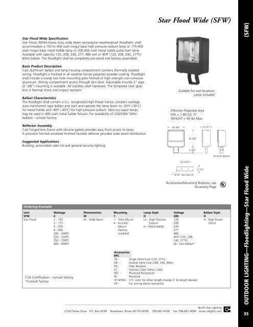 Cut Sheet - North Star Lighting